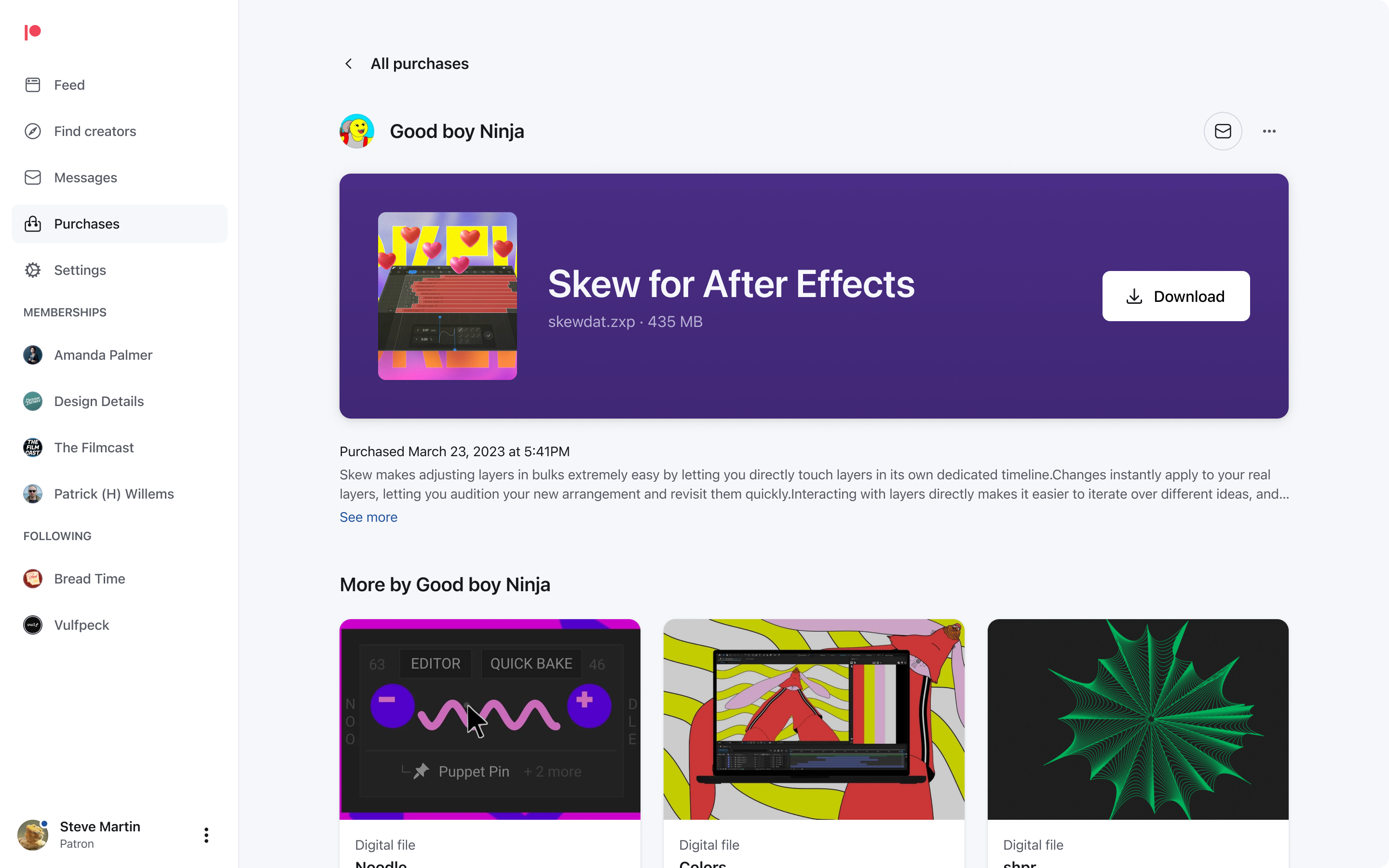 My purchases – Patreon Help Center