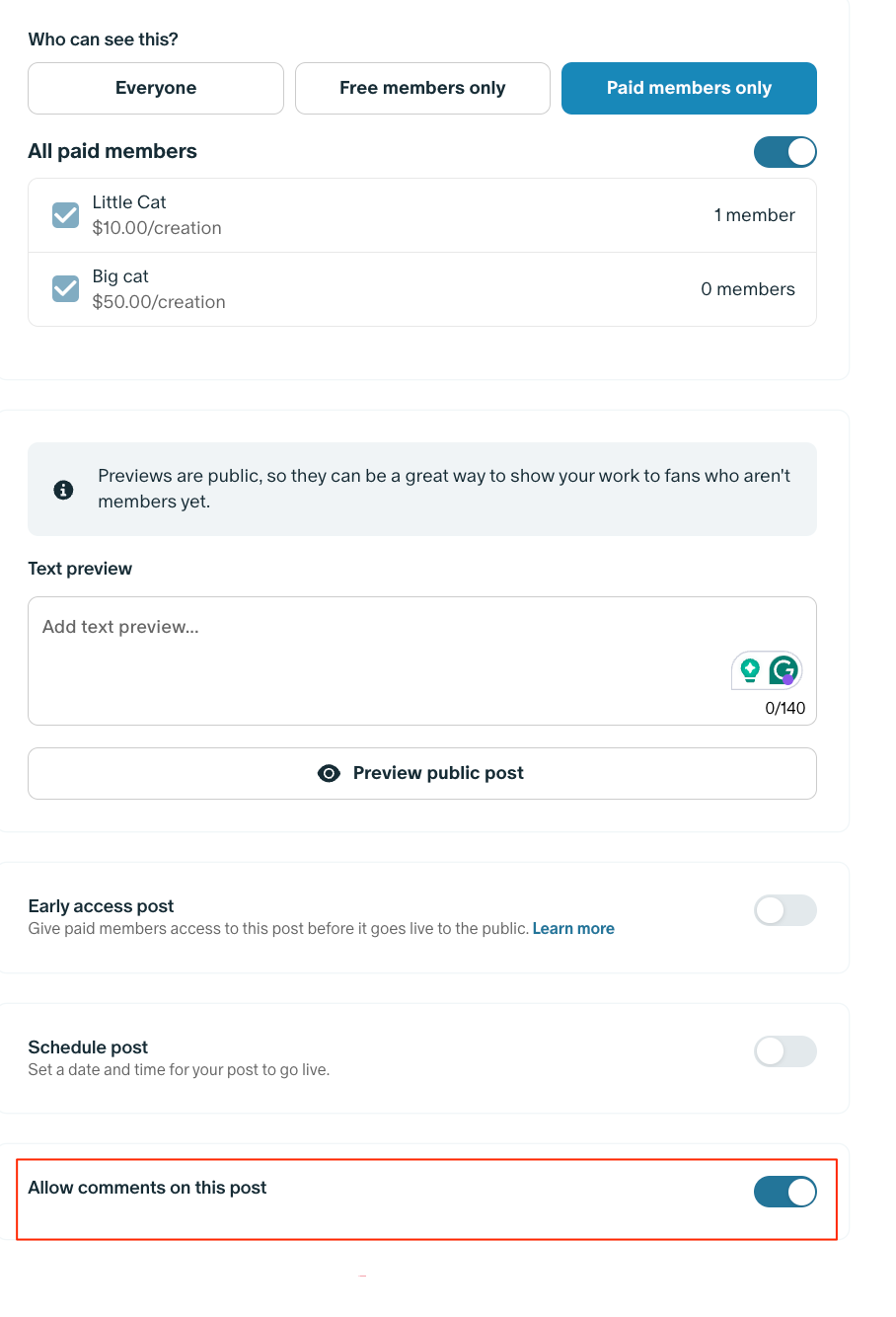 Comment settings – Patreon Help Center