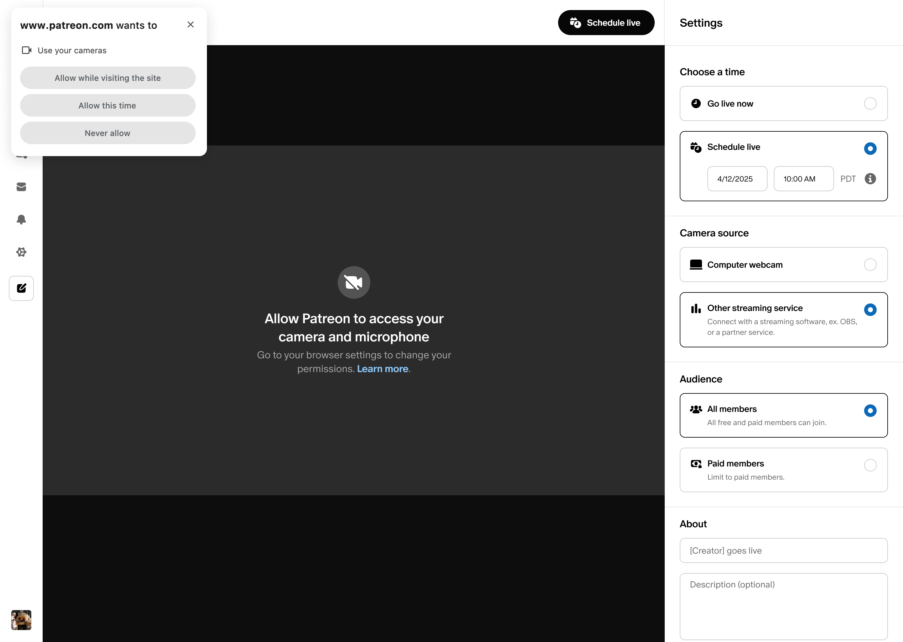 Live Set Up and Overview – Patreon Help Center